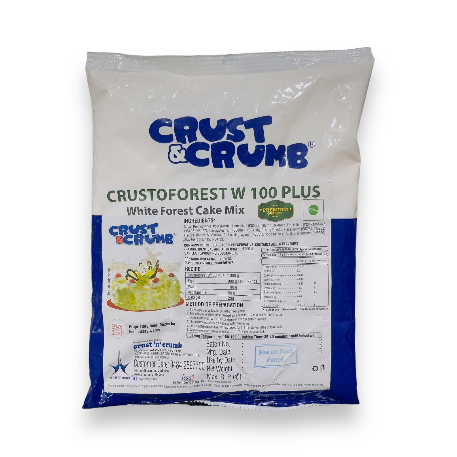 White Forest Cake Mix Crust And Crumb W 100 Plus 1 Kg– Easy Bakes